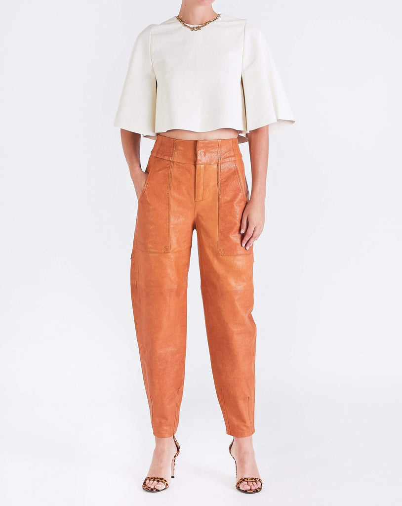Tatjana EYELET POCKET TROUSERS - COGNAC – SKIIM Paris